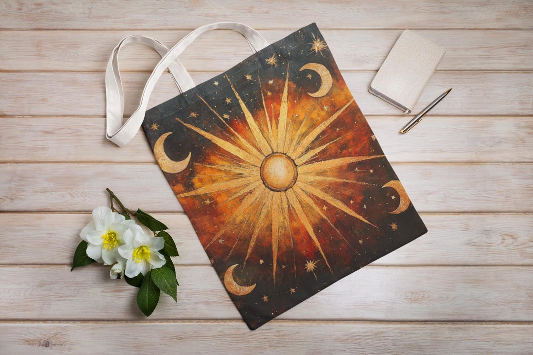 Celestial Tote Bag - Boho Stars & Moon Design, Astrology Lover Gift ...
