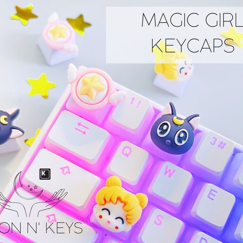 ARTISAN Magic Girl Keycaps Pink Star Cat Anime - Etsy