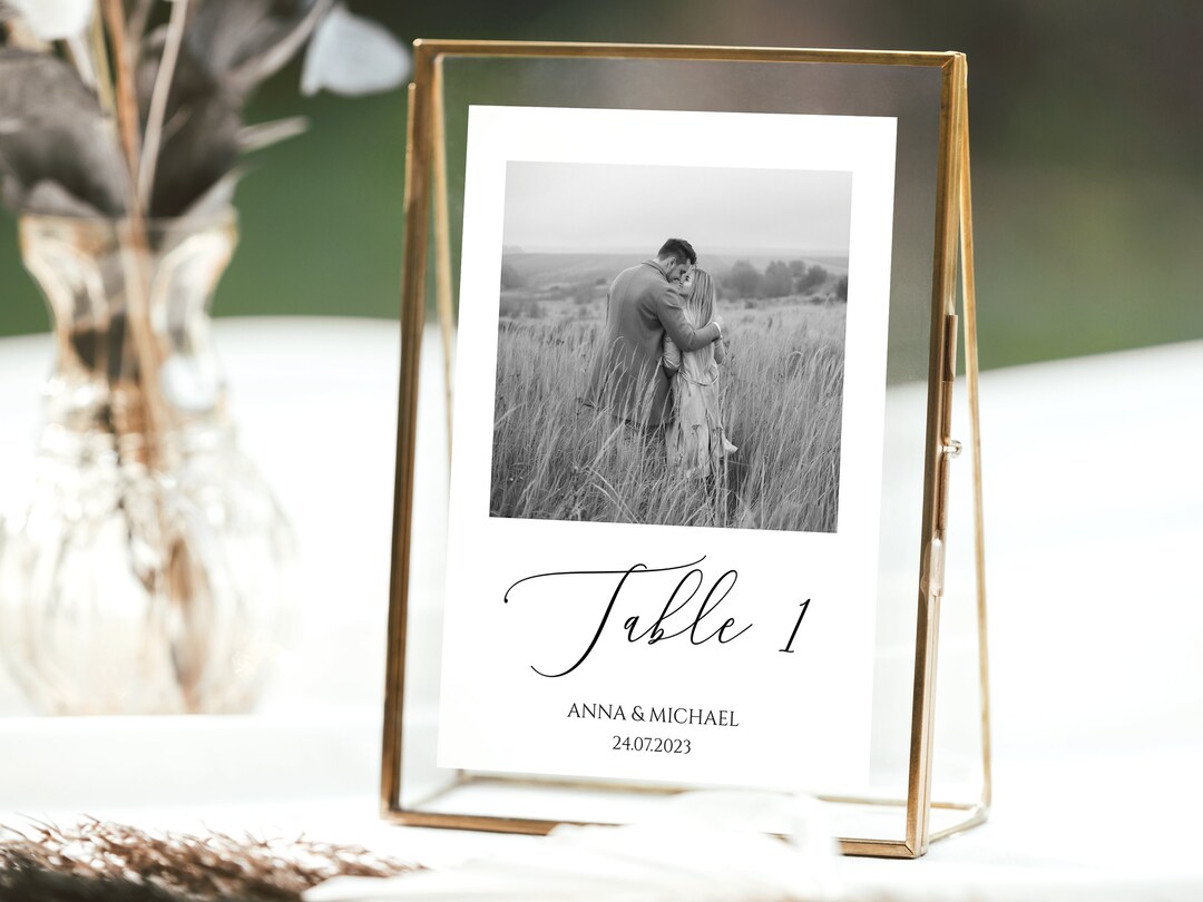 Table Number Signs for A Wedding With Photo, Photo Table Numbers ...