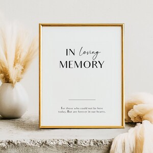 In Loving Memory Sign Template, Minimalist Memory Table Sign Printable ...