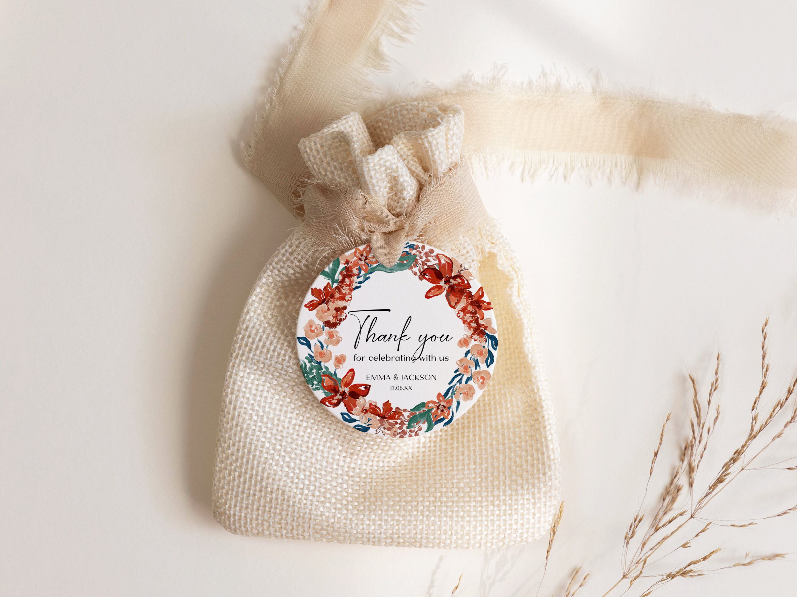 Editable Round Tags, Instant Download, Boho Custom Round Tag, Bohemian ...