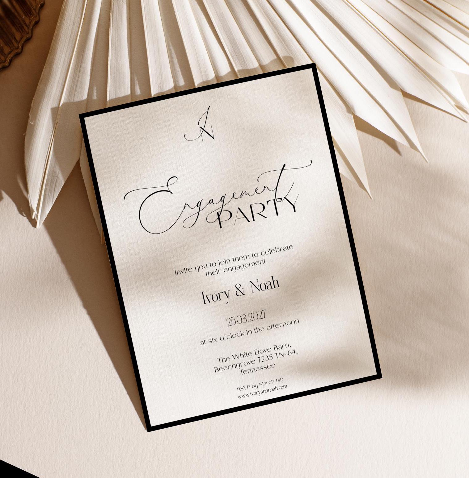 Engagement Party Invitation Template, Modern Minimalistic Engagement ...
