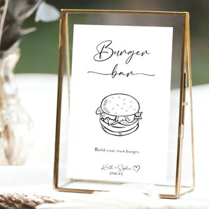 Burger Bar Sign Template, Wedding Food Signs Editable, Hamburger ...