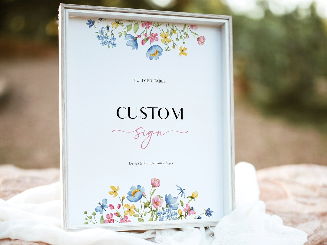 Floral Custom Sign Template, Wildflower Baby Shower Sign, Minimalist ...