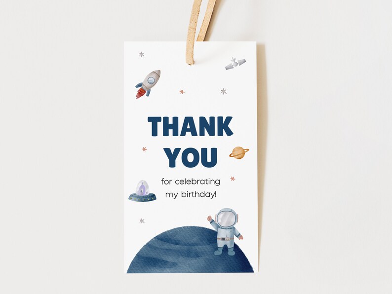 Editable Outer Space Favor Tags Space Birthday Thank You - Etsy