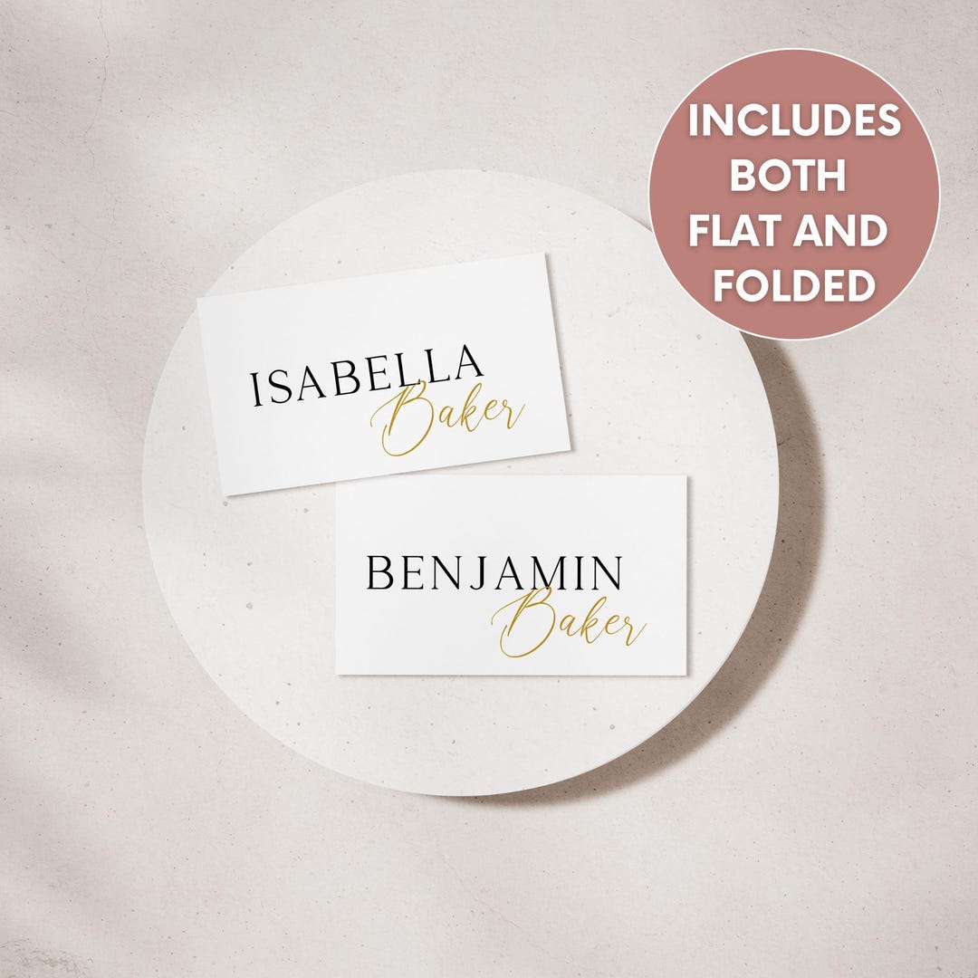 Name Card Template, Minimalist Wedding Place Card Template, Printable ...