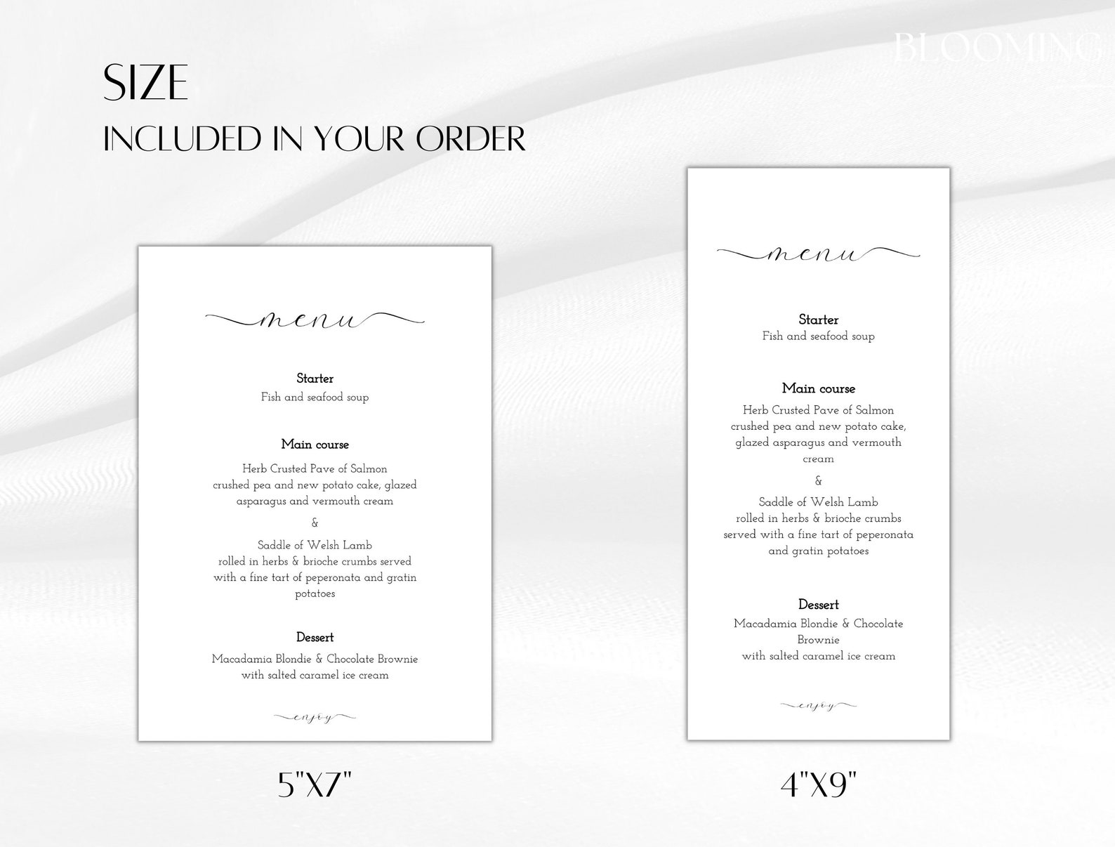 Minimalistic Wedding Menu With Calligraphy, DIY Menu Card Template for ...