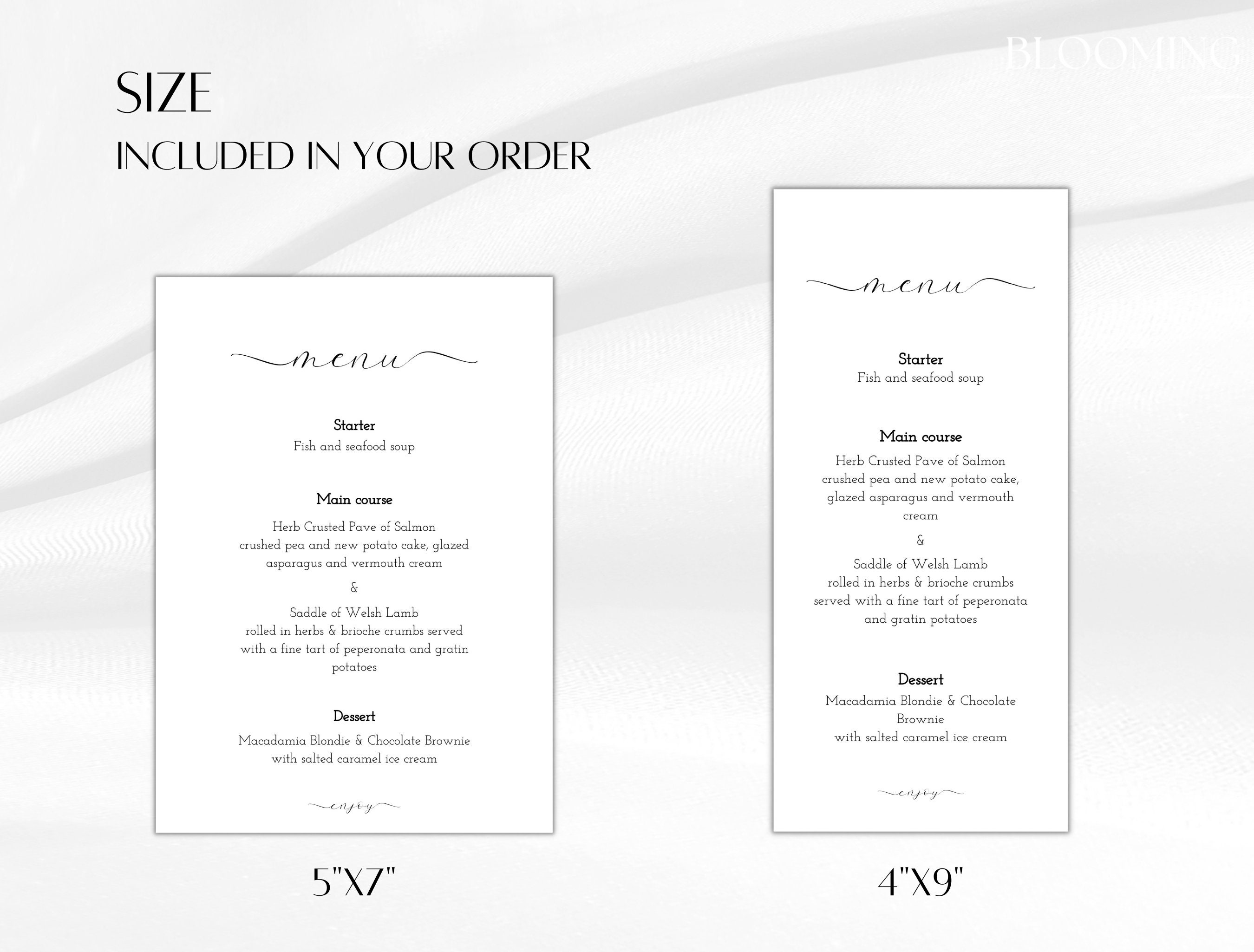 Minimalistic Wedding Menu With Calligraphy, DIY Menu Card Template for ...