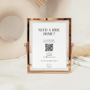 Need A Ride Home Sign Template, Uber Sign Promo Code, Editable Wedding ...