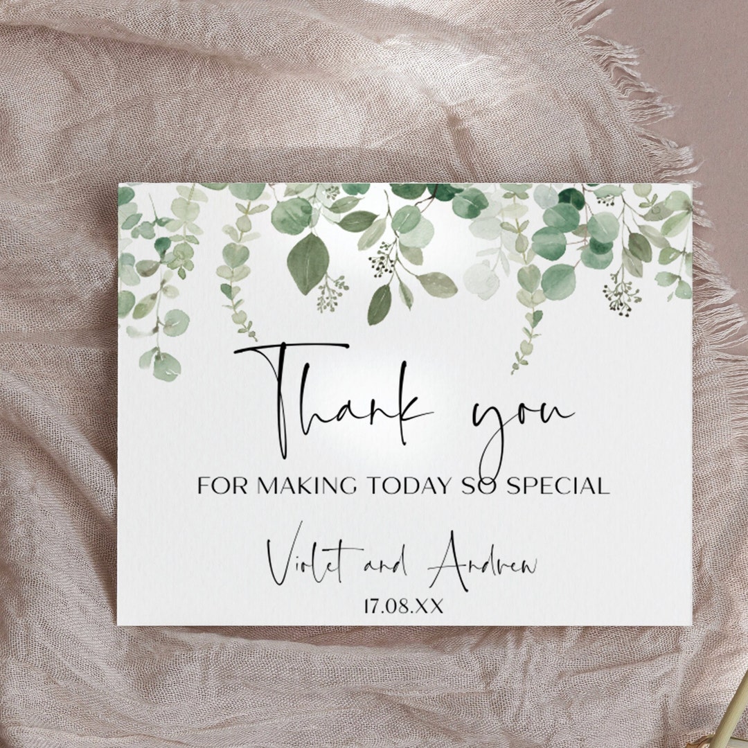 Thank You Card, Printable Gift Tags, Greenery Wedding Favor Tags ...