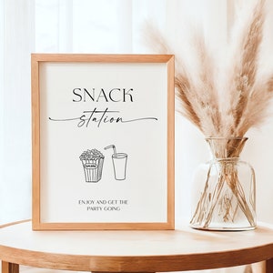 Snack Station Template, Snack Bar Sign, Late Night Snacks, Wedding ...