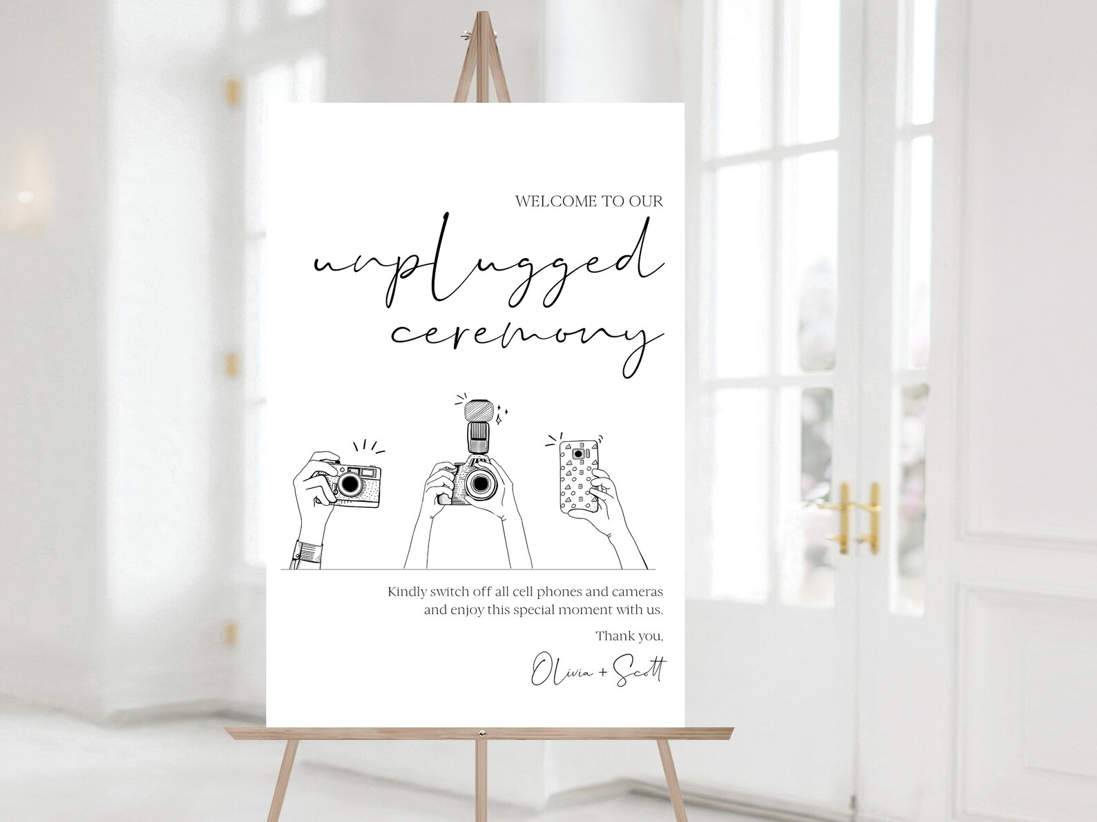 Modern Unplugged Ceremony Sign, Minimalist Unplugged Wedding Sign ...