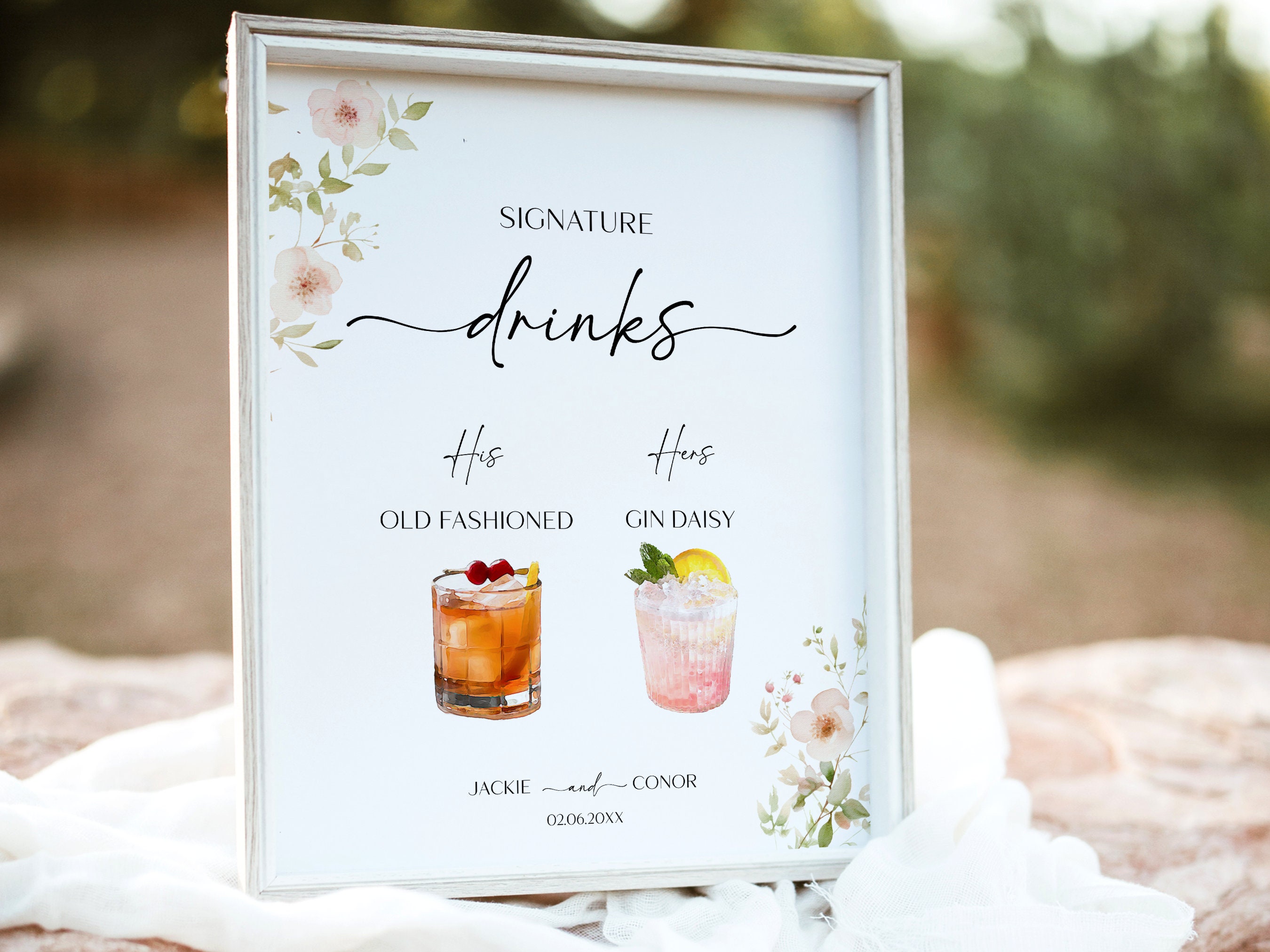 Signature Drink Sign, 5x7 Bar Menu Template, Cocktail Menu With 550 ...