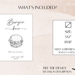 Burger Bar Sign Template, Wedding Food Signs Editable, Hamburger ...