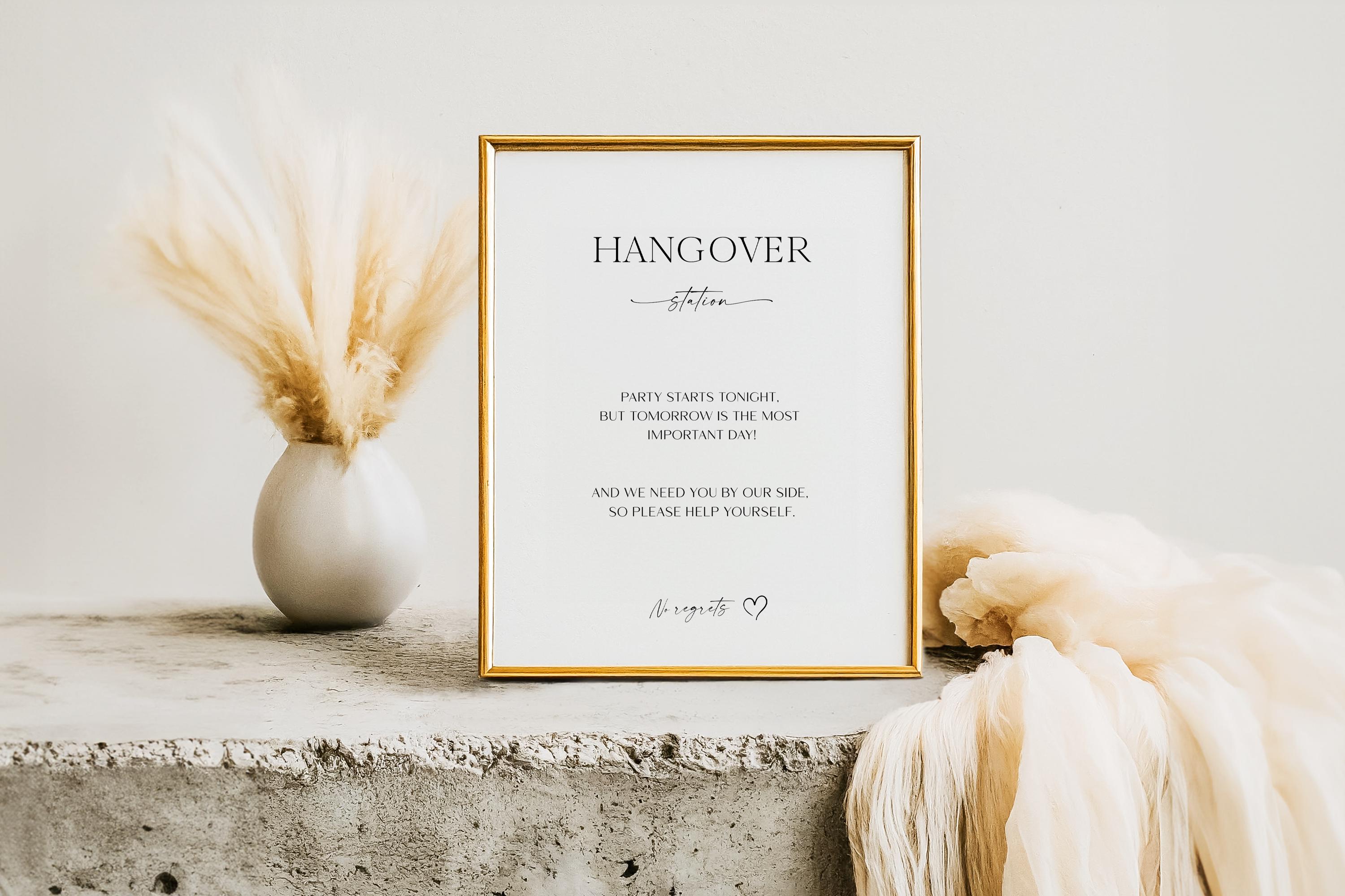 Hangover Kits Sign Template, Minimalist Wedding Hangover Bags ...