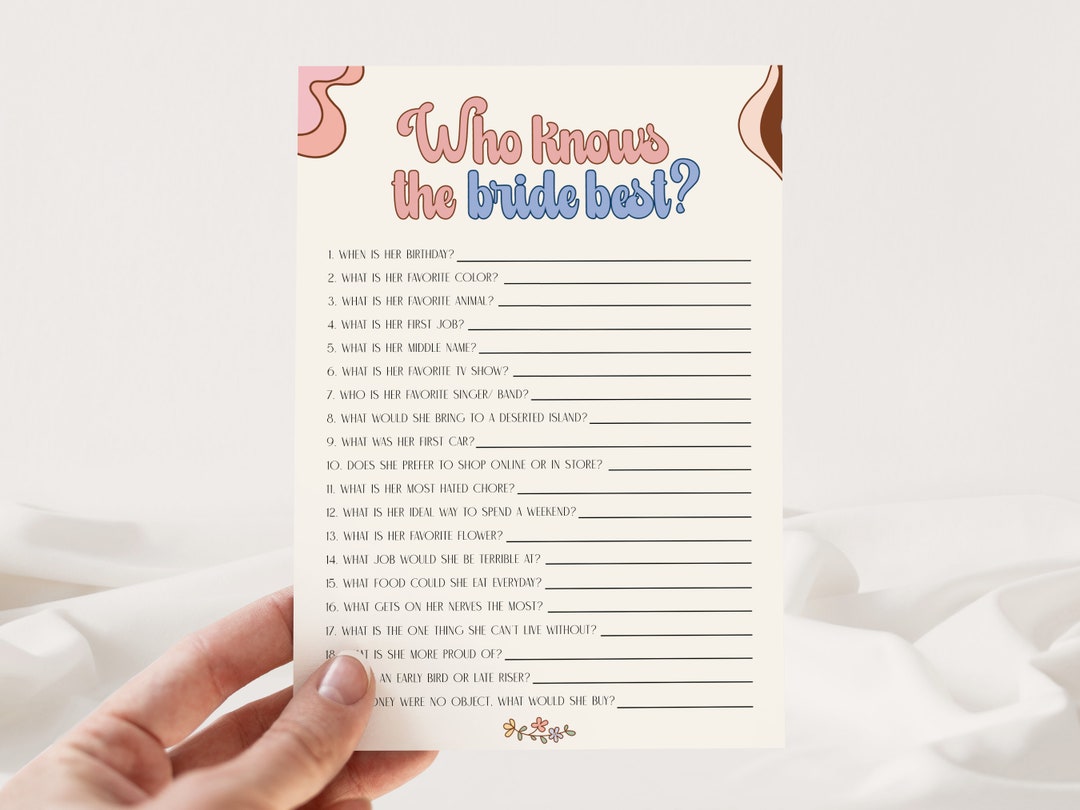 Who Knows the Bride Best Game Template, Minimalist Bridal Shower Game ...