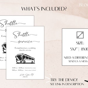 Wedding Shuttle Sign Template, Wedding Transportation Sign, Wedding ...