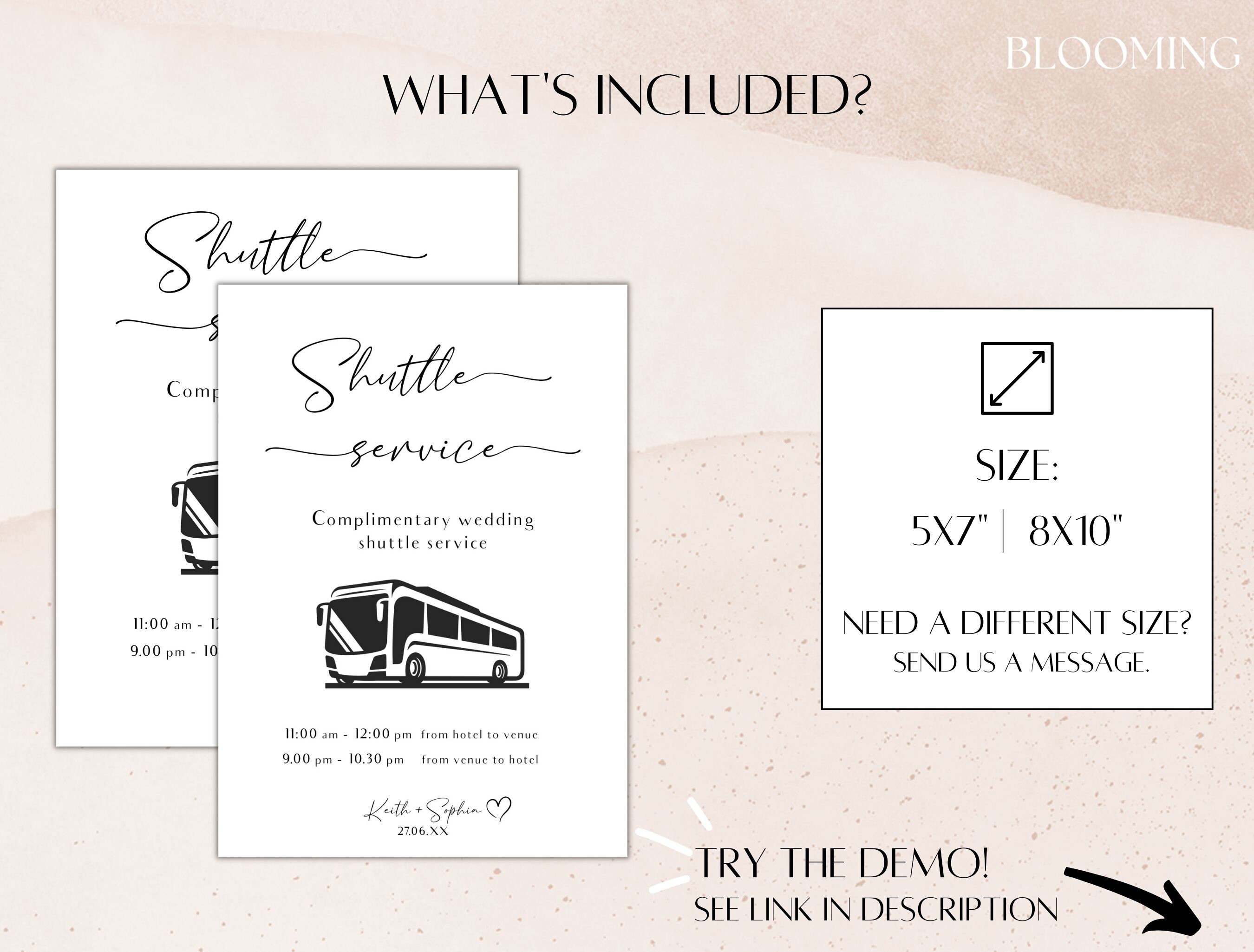 Wedding Shuttle Sign Template Wedding Transportation Sign - Etsy