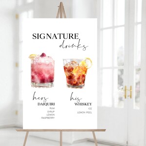 SERENE Signature Drink Sign for Wedding, His and Hers Drinks Sign ...