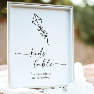 Kids Table Sign Printable, Wedding Kids Table Sign Template, Children's ...