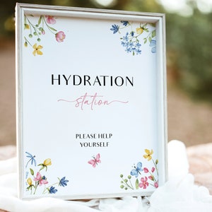 Baby in Bloom Hydration Station Sign Template, Printable Water Station ...