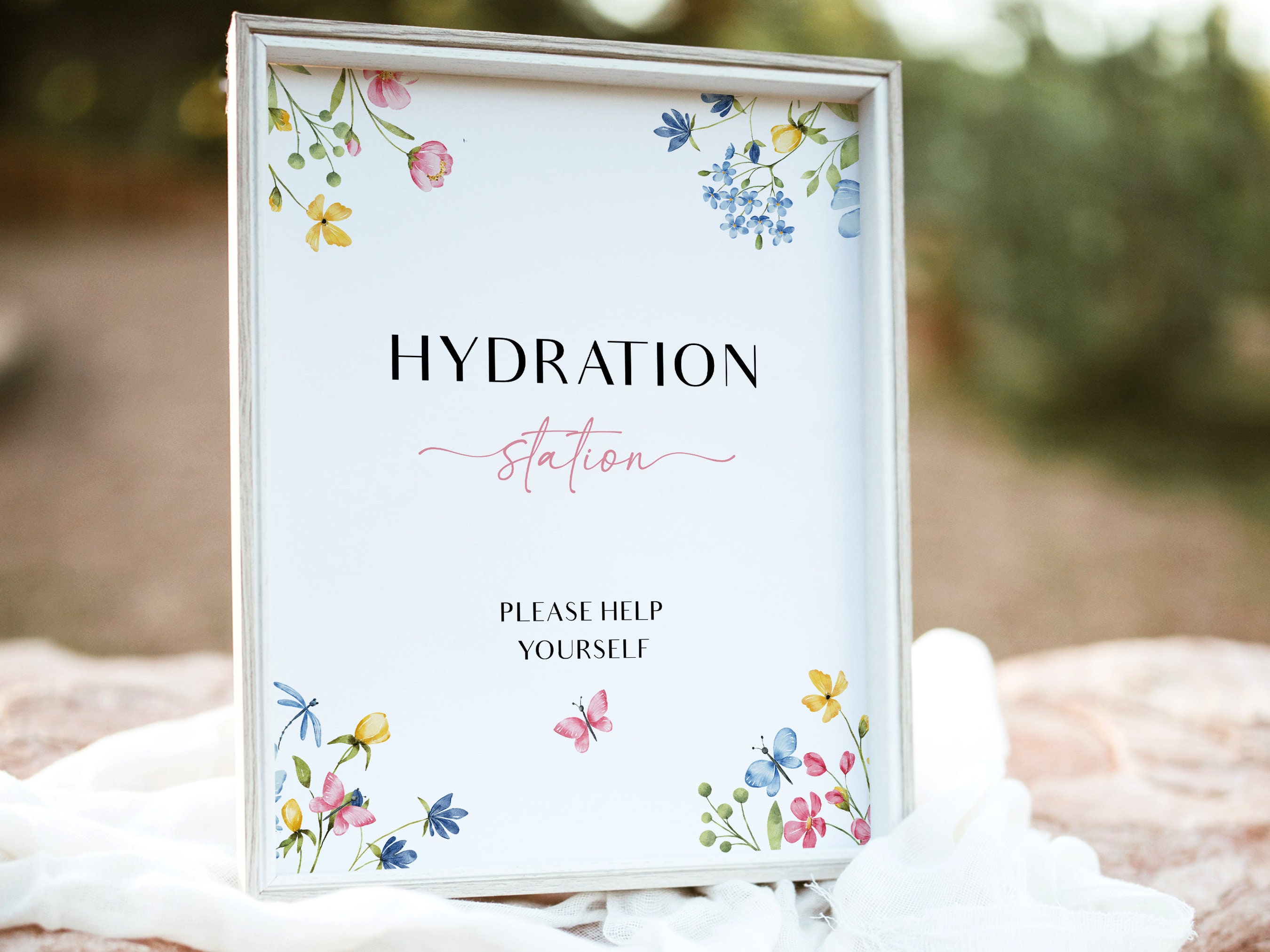 Baby in Bloom Hydration Station Sign Template, Printable Water Station ...