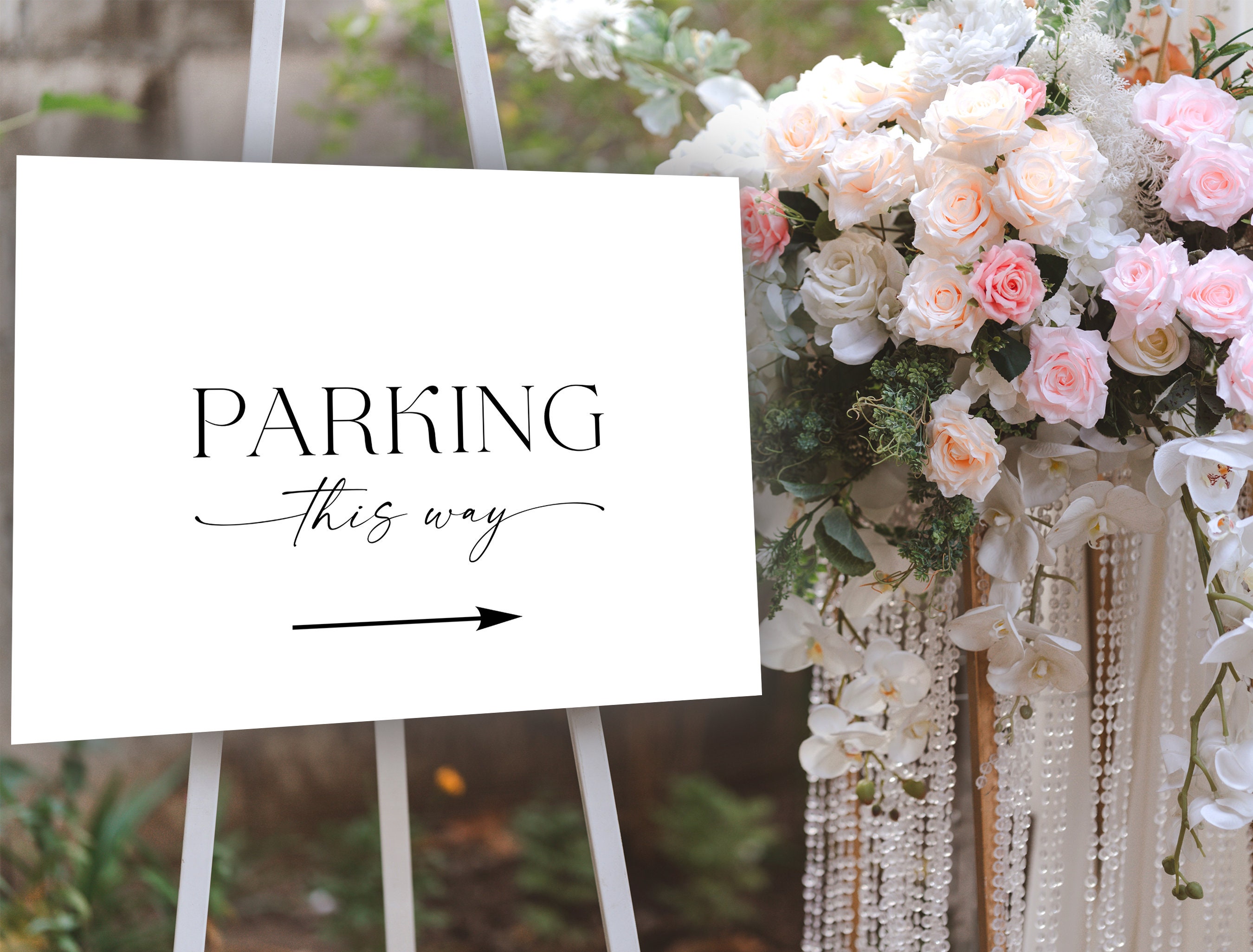 Wedding Parking Sign, Arrow Parking Sign Template, Editable Printable ...