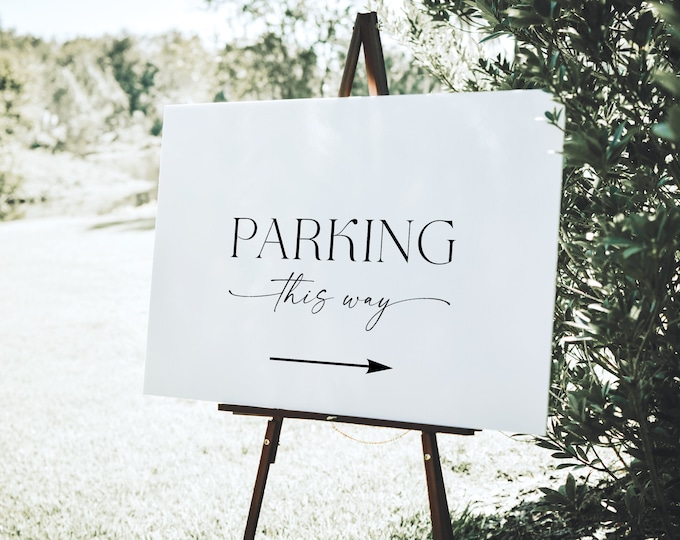 Wedding Parking Sign, Arrow Parking Sign Template, Editable Printable ...