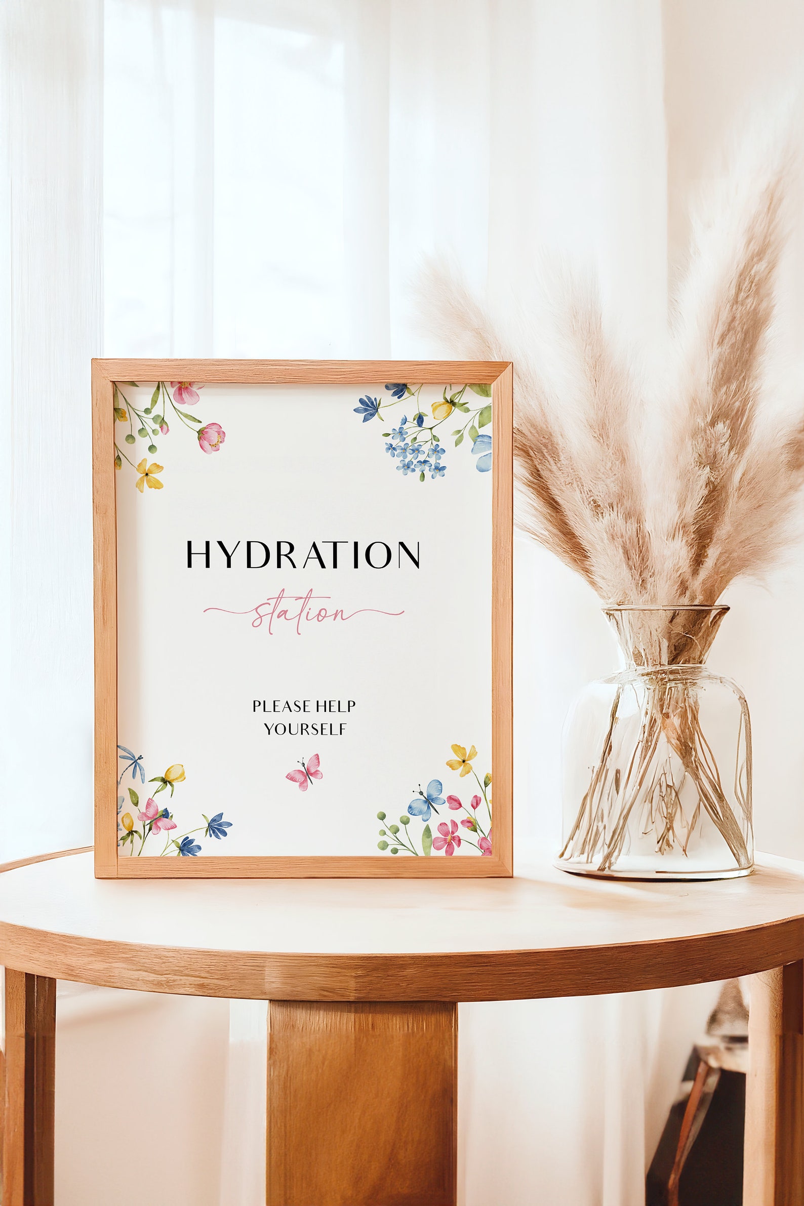 Baby in Bloom Hydration Station Sign Template, Printable Water Station ...