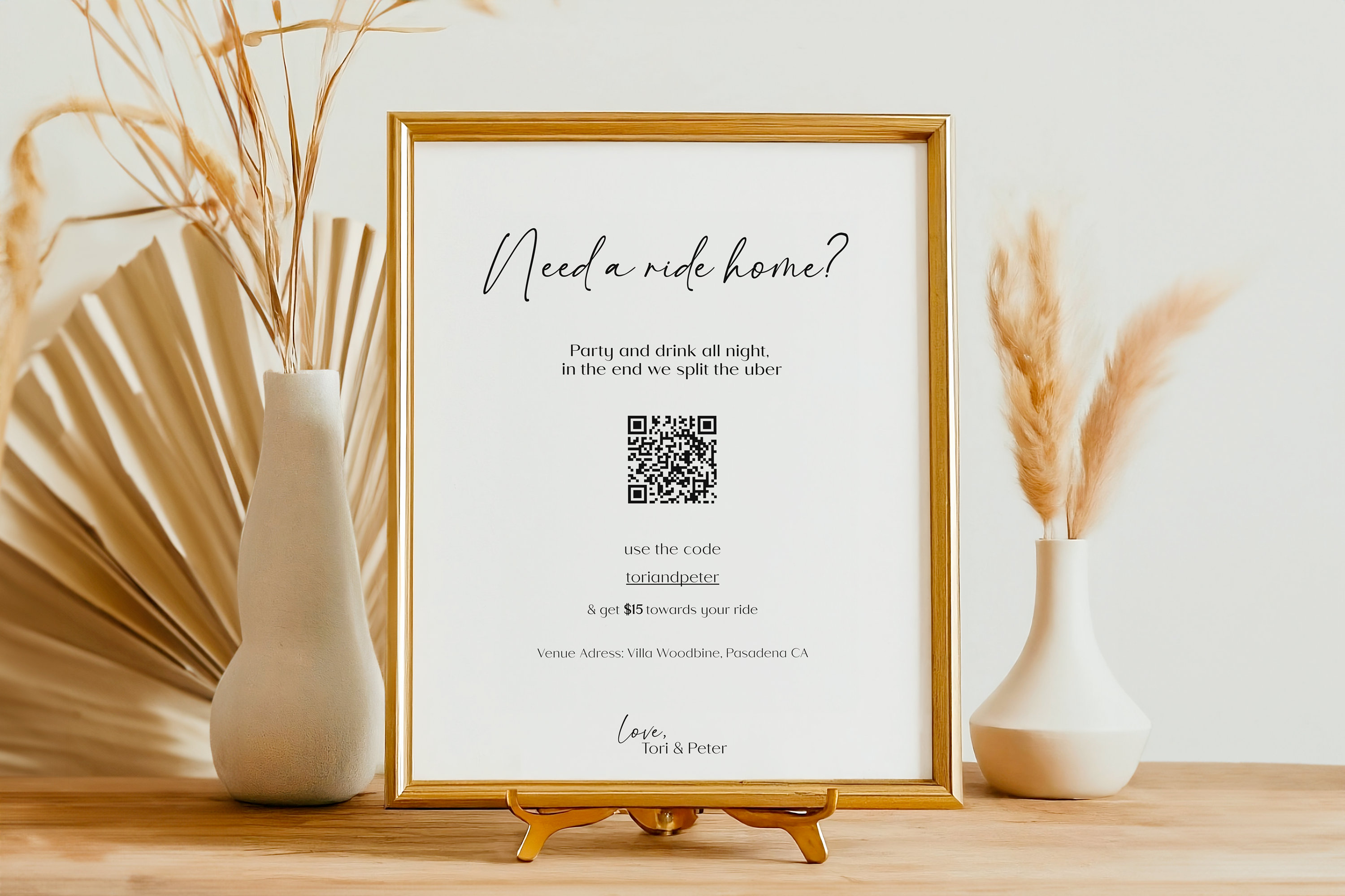 Need A Ride Home Wedding Sign Template, Uber Sign Promo Code, Editable ...