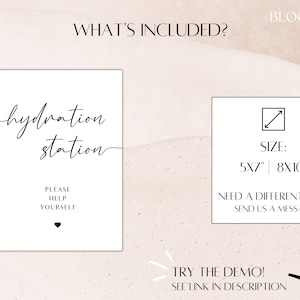 Hydration Station Wedding Sign, Printable Template Water Station Sign ...