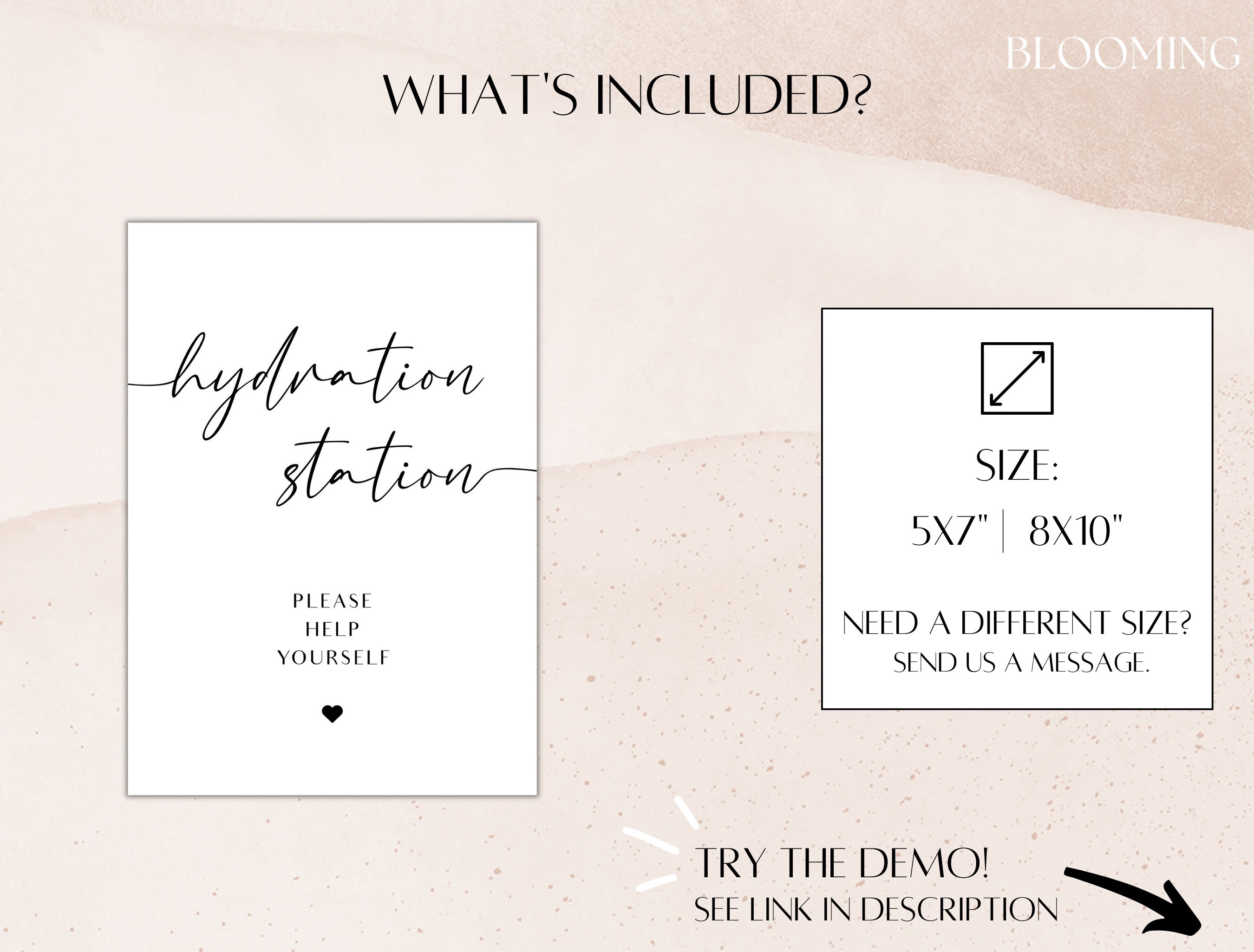 Hydration Station Wedding Sign, Printable Template Water Station Sign ...