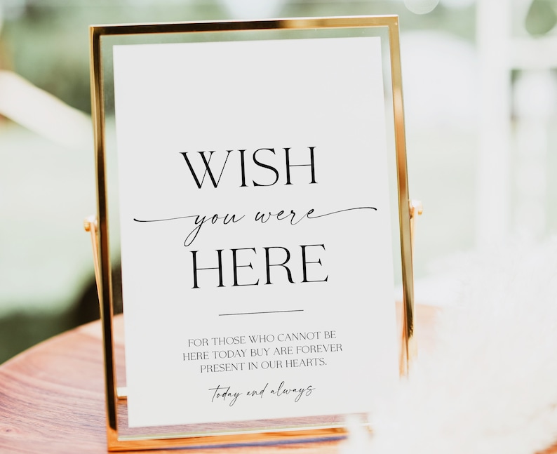 Wish You Were Here Sign, in Loving Memory Sign, Modern Wedding Signage ...