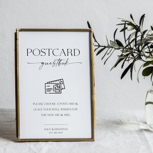 Postcard Guest Book Sign Printable, Modern Guest Book Sign, Bohemian ...