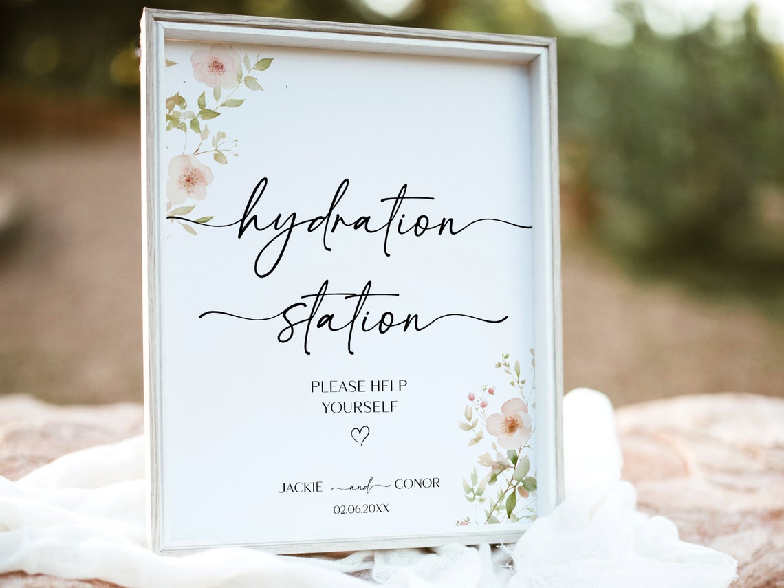 Hydration Station Wedding Sign, Printable Template Water Station Sign ...