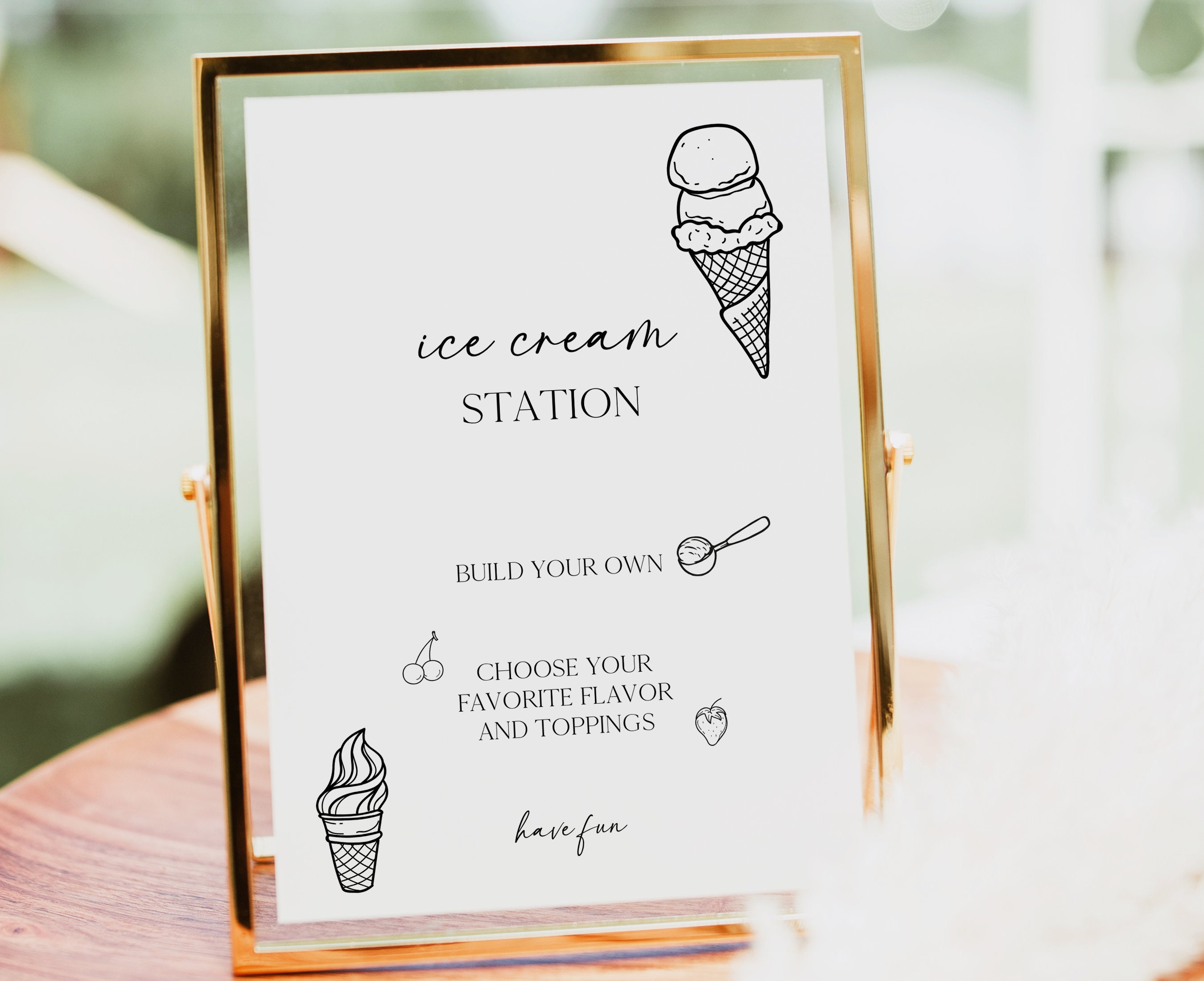 Ice Cream Bar Station Sign, Editable Shower Shower Ice Cream Sign ...