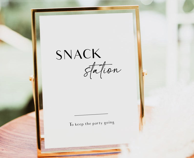 Snack Station Template, Snack Bar Sign, Late Night Snacks, Wedding ...