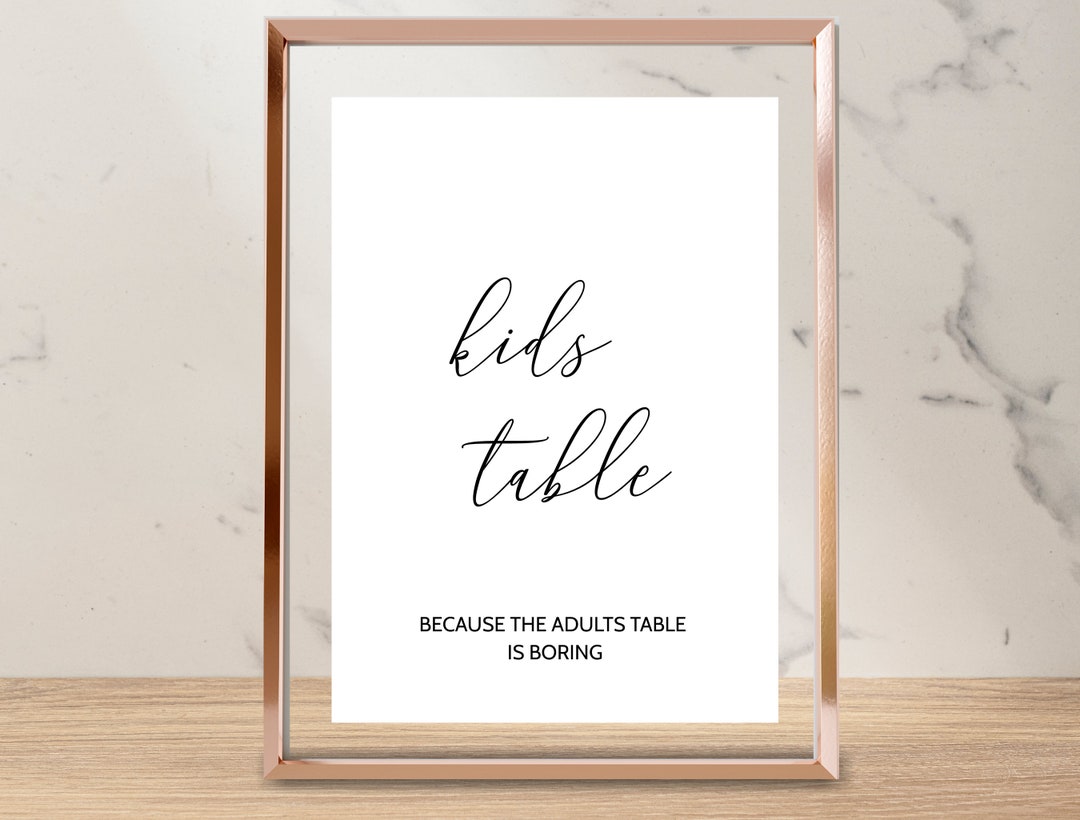 Kids Table Sign Printable, Wedding Kids Table Sign Template, Children's ...