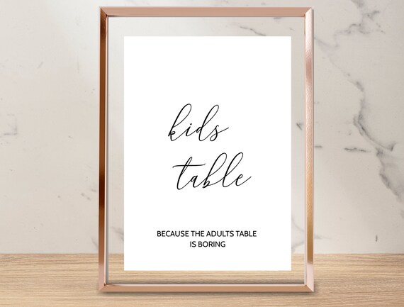 Kids Table Sign Printable Wedding Kids Table Sign Template - Etsy
