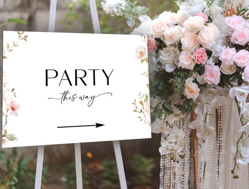 This Way to the Party Sign Template, Direction Arrow Sign, Sign for ...