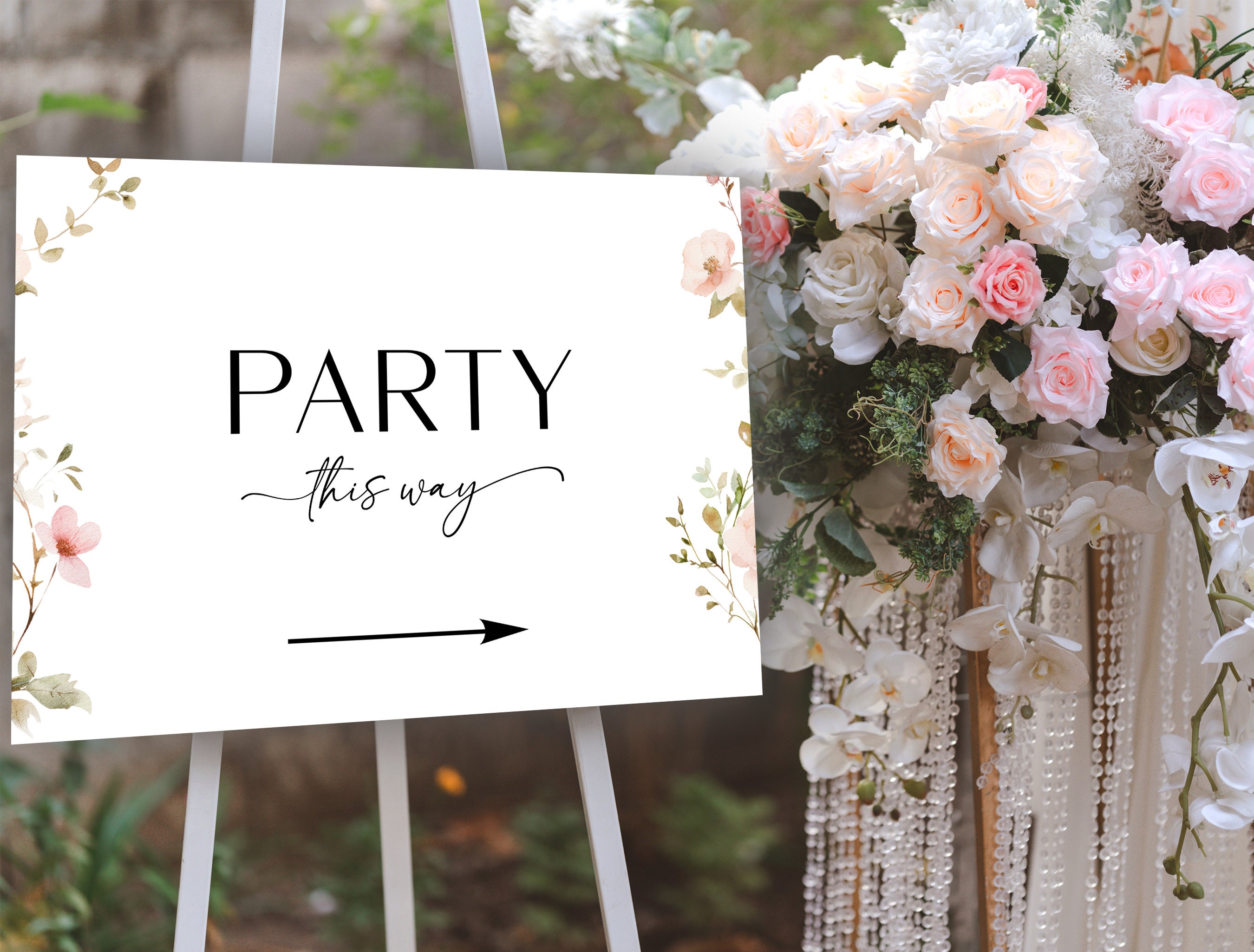 This Way to the Party Sign Template, Direction Arrow Sign, Sign for ...