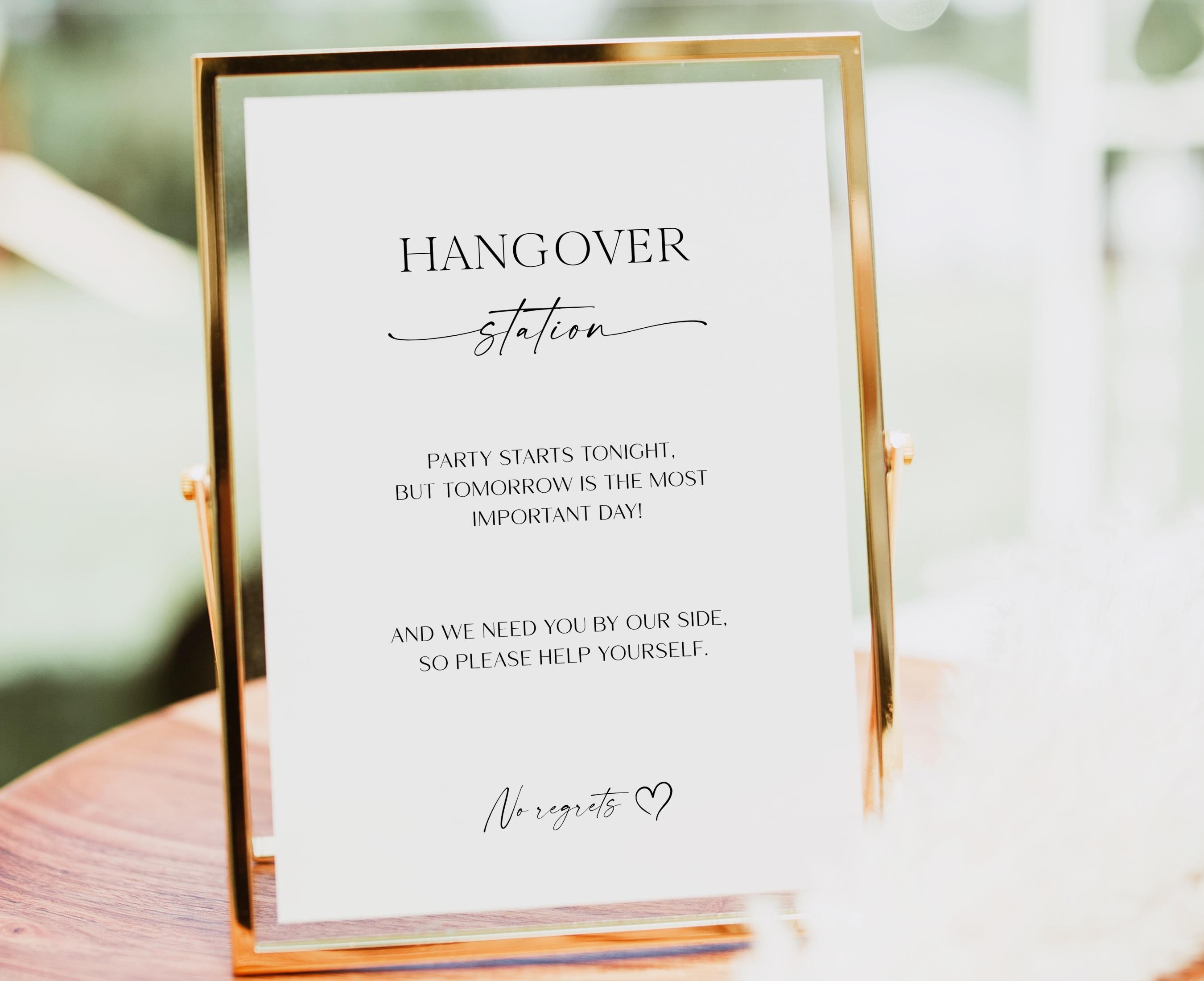 Hangover Kits Sign Template, Minimalist Wedding Hangover Bags ...