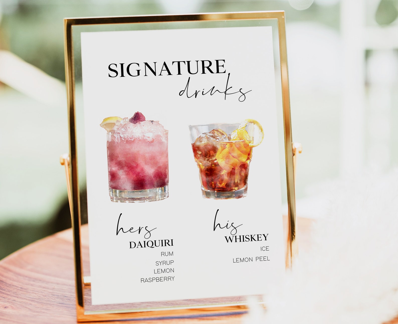 SERENE Signature Drink Sign for Wedding, His and Hers Drinks Sign ...