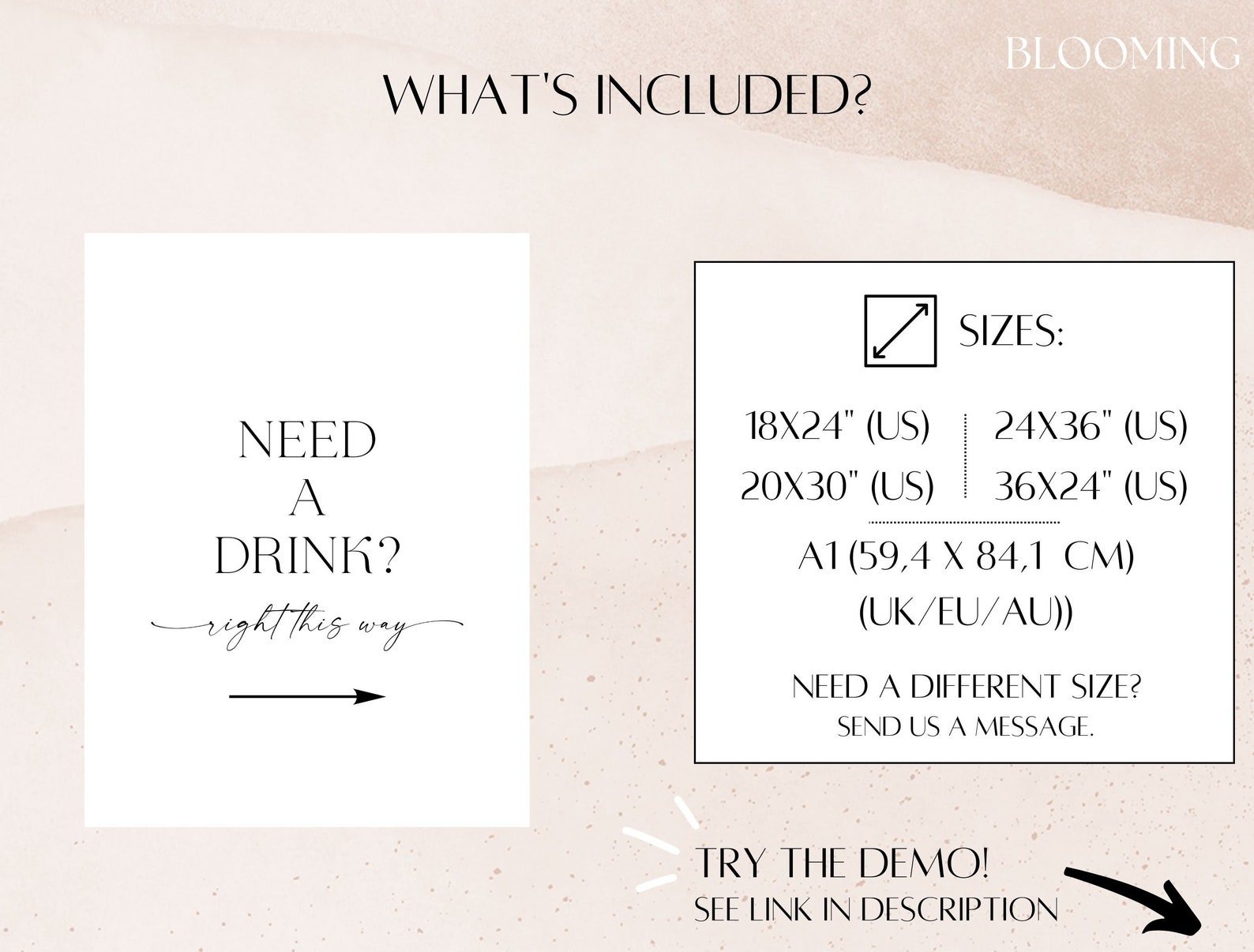 This Way to the Bar Sign Template, Direction Arrow Sign, Sign for ...
