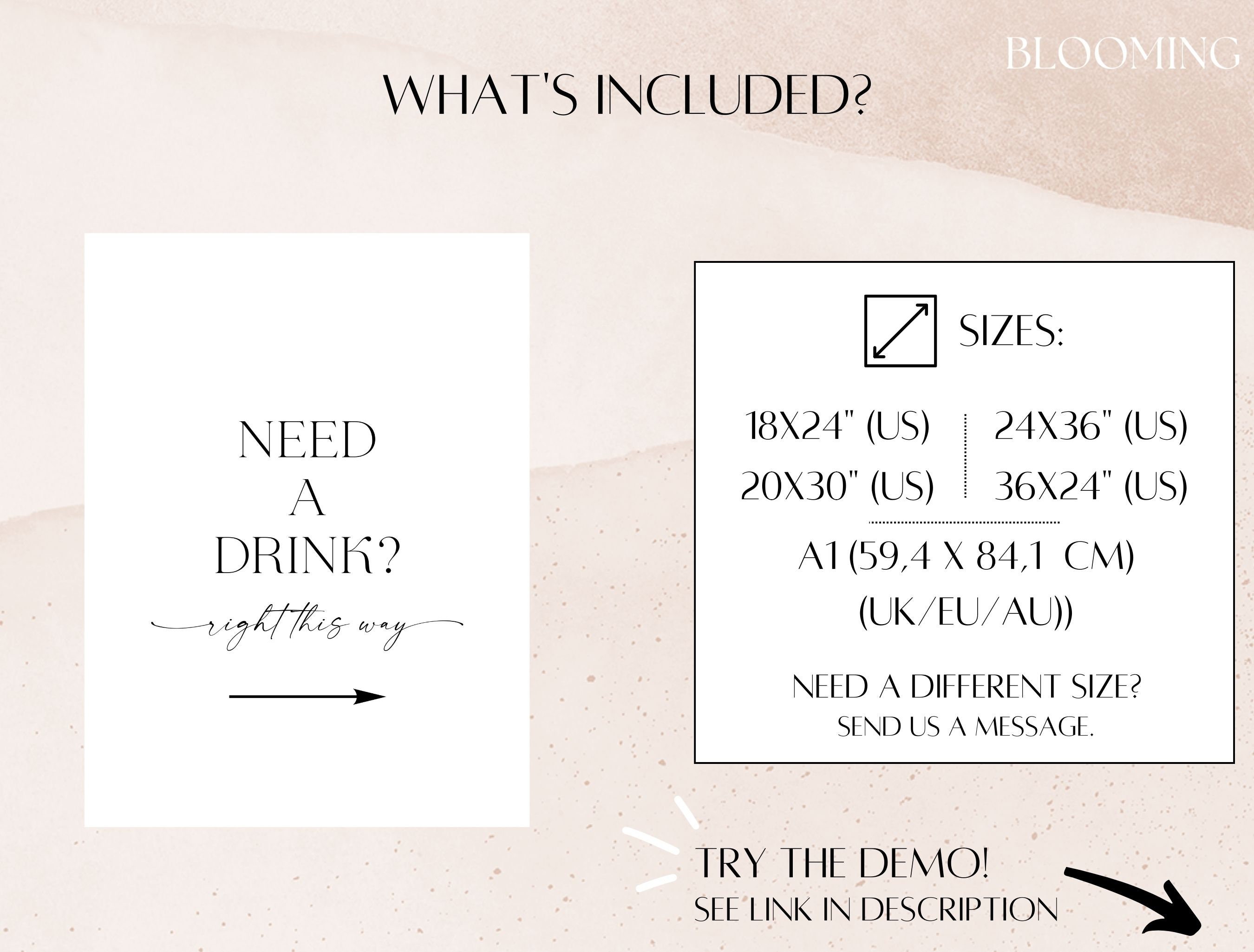 This Way to the Bar Sign Template, Direction Arrow Sign, Sign for ...