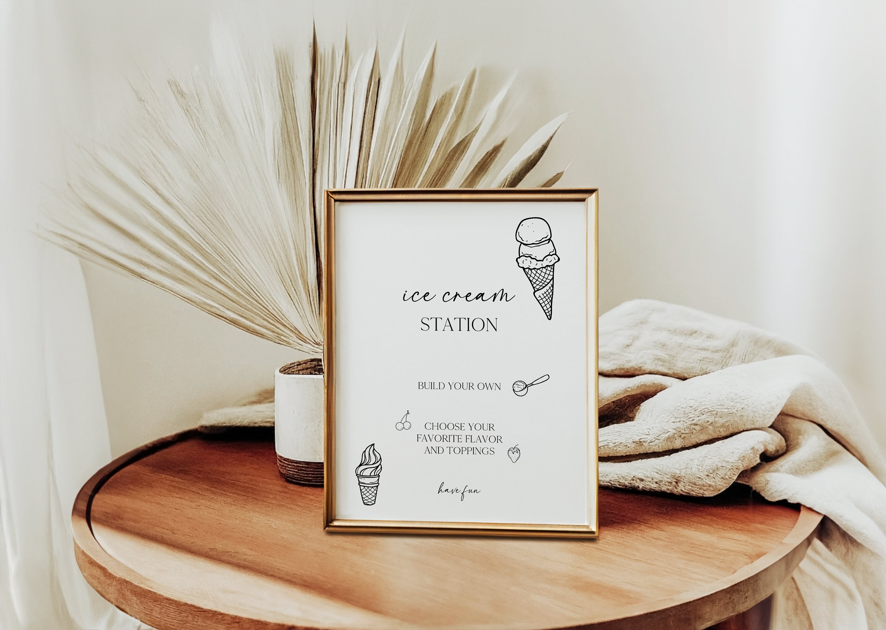Ice Cream Bar Station Sign, Editable Shower Shower Ice Cream Sign ...