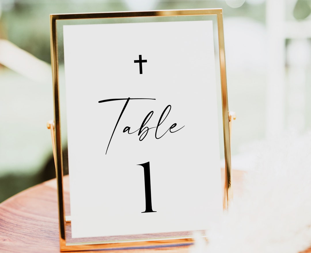 Table Number Template, Baptism Table Numbers, First Communion ...