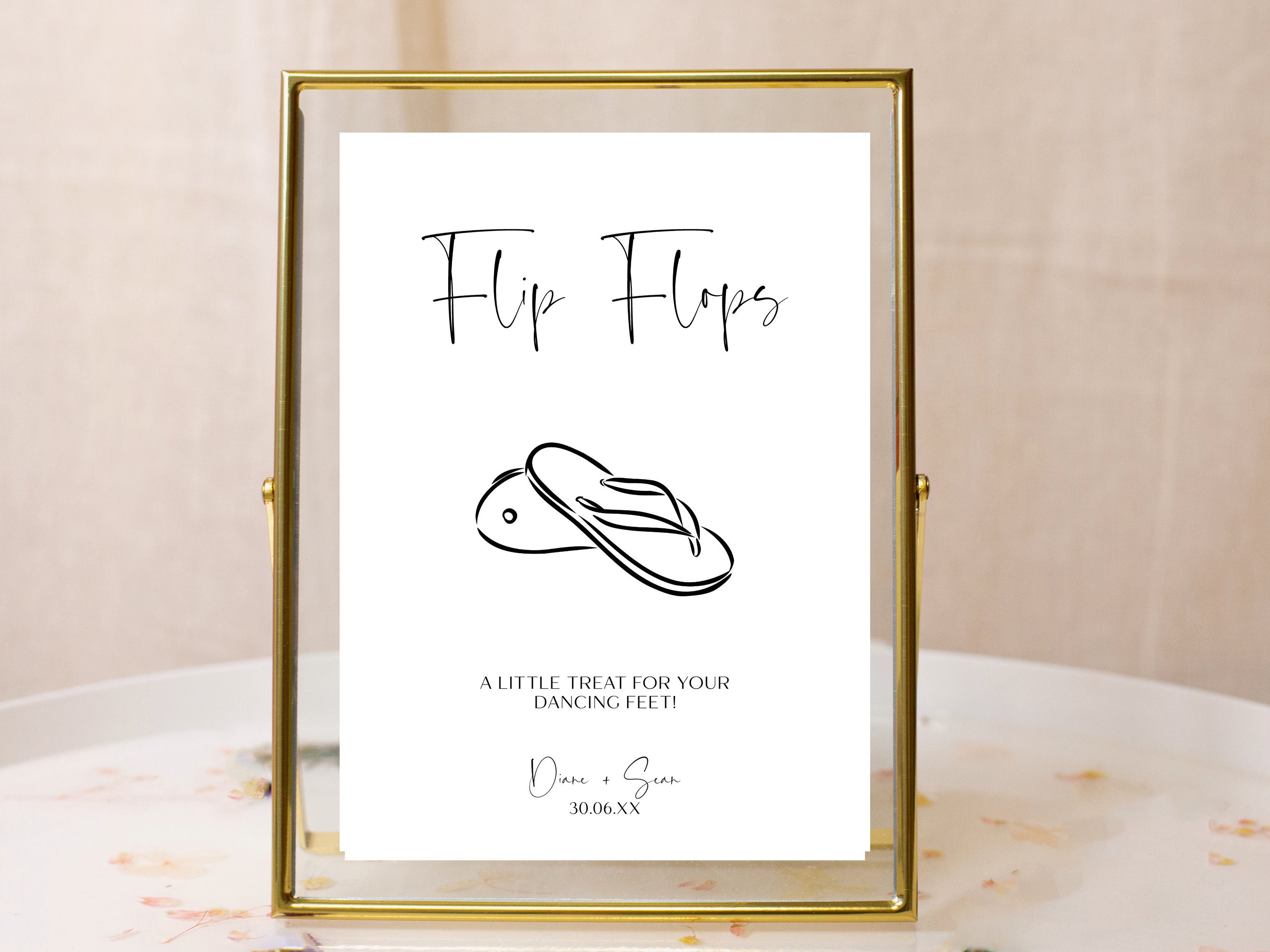 Minimalist 'flip Flops' Wedding Table Sign, on the Day Reception ...