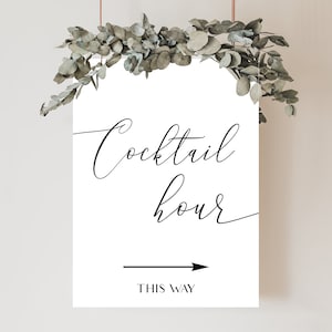 Cocktail Hour Sign Template, Direction Arrow Sign, Sign for Wedding ...