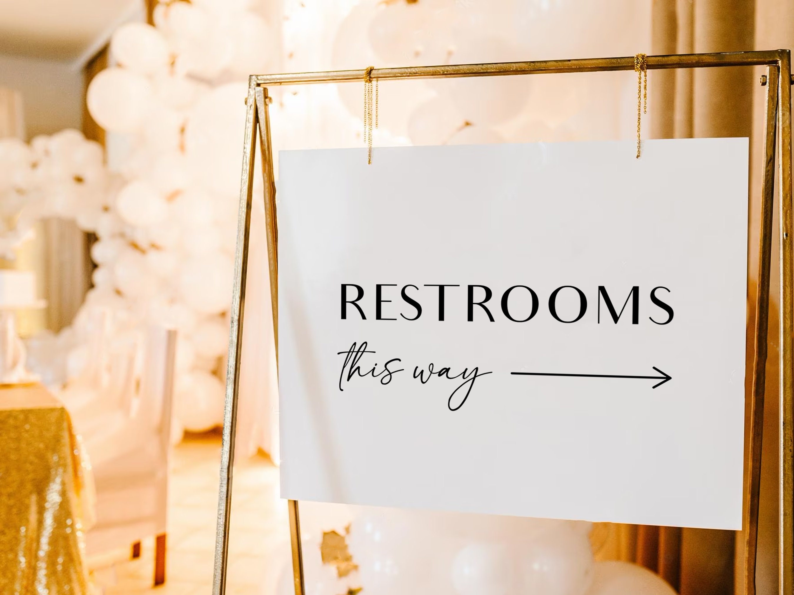 Wedding Restroom This Way, Minimalist Bathroom Signs Template, Wedding ...